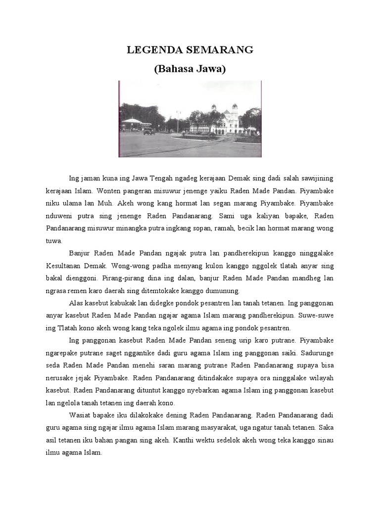 LEGENDA SEMARANG Basa Jawa | PDF