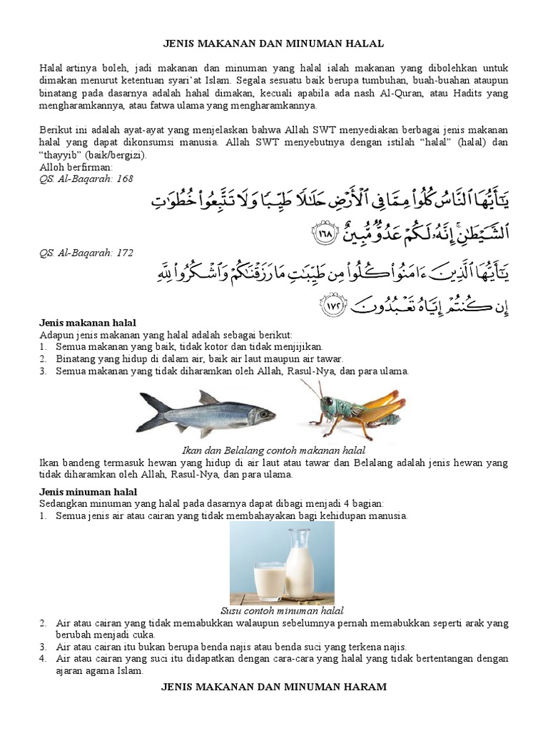 JENIS MAKANAN DAN MINUMAN HALAL Dan Haram - Mbak Atun | PDF