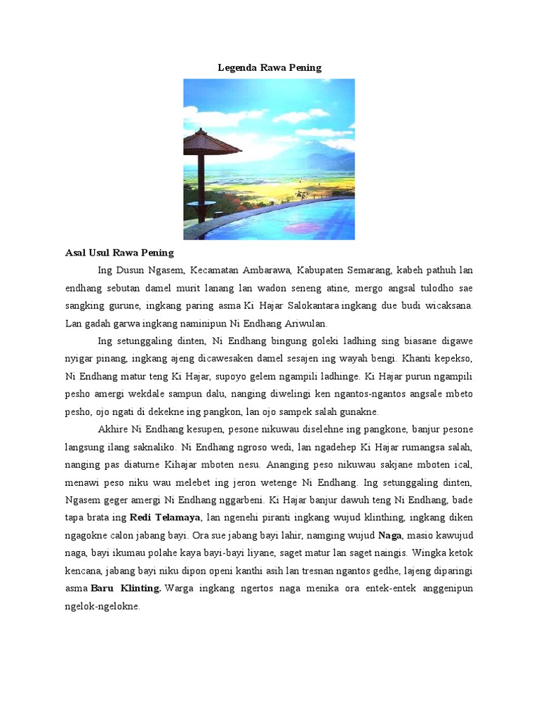 Legenda Rawa Pening - Basa Jawa | PDF