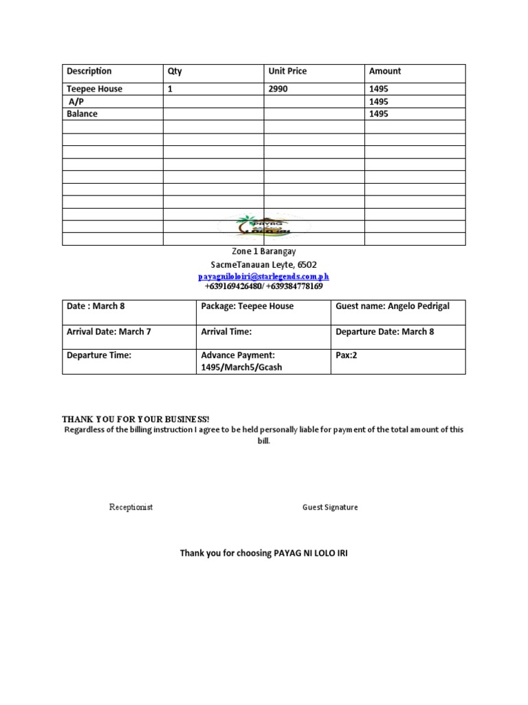 Invoice Angelo Pedrigal | PDF