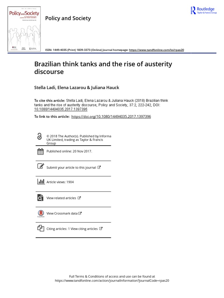 Brazilian Think Tanks and The Rise of Austerity Discourse | PDF ...