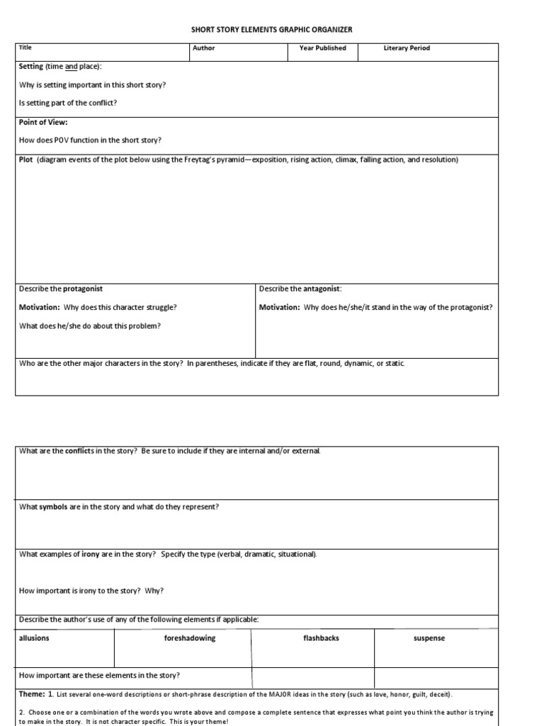 Short Story Elements Graphic Organizer | PDF | Language Arts & Discipline