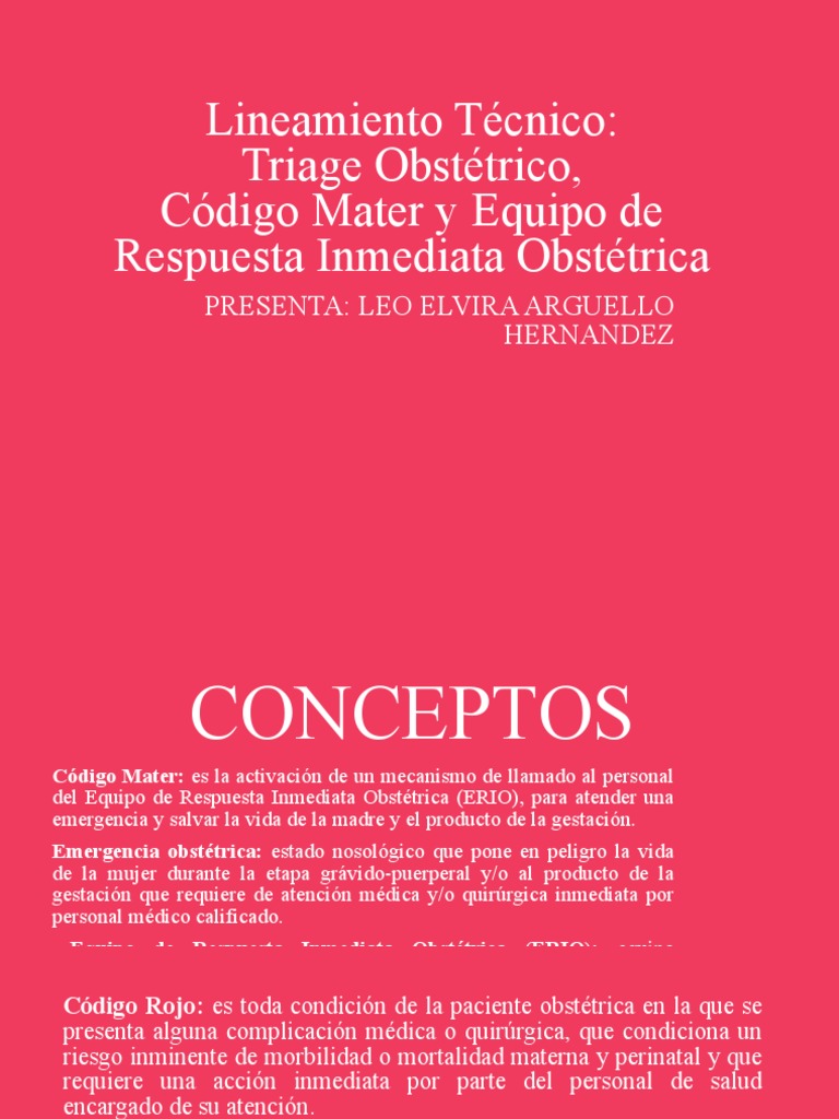 Triage Obstétrico y Código Mater: Lineamientos | PDF | Muerte materna ...