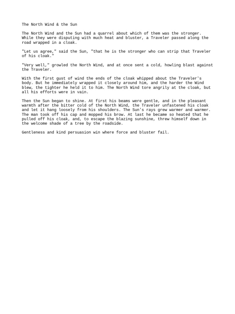 The North Wind & The Sun | PDF