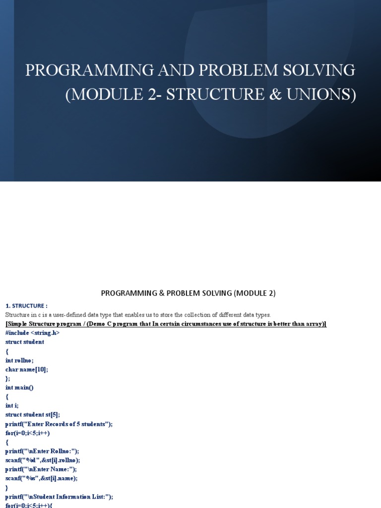 Programming and Problem Solving Module2 | PDF | Pointer (Computer Programming) | Computer Program