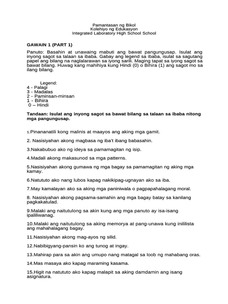 ESP 7 Multiple Intelligences Survey Form UPDATED | PDF