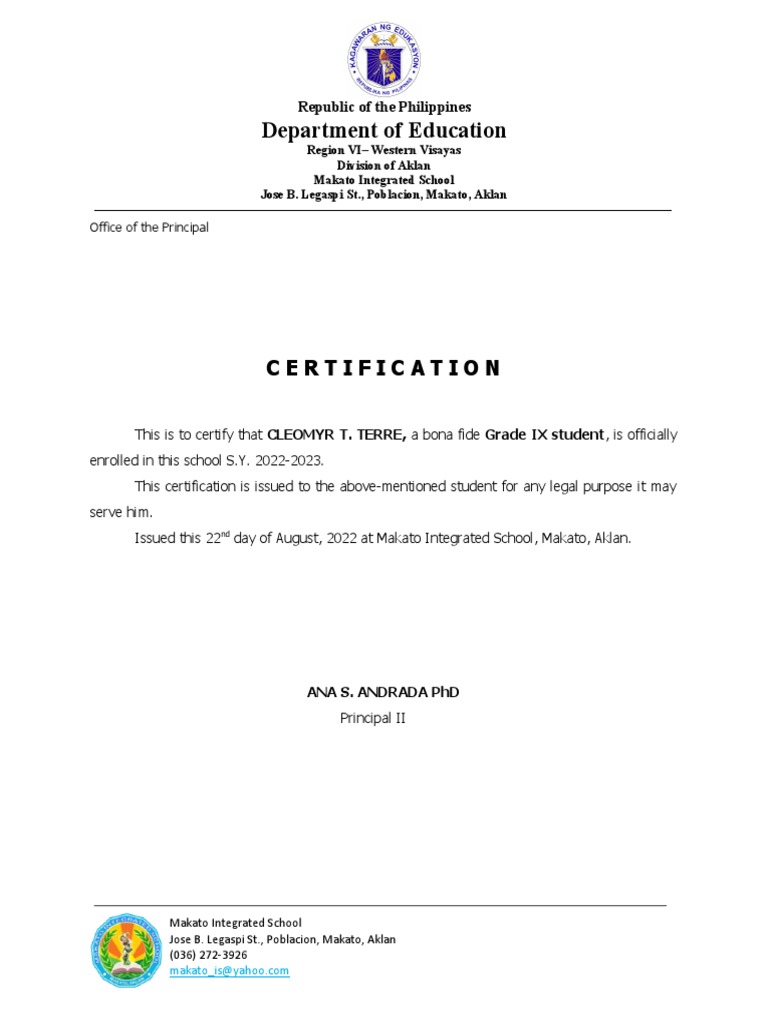 Department of Education: Certification | PDF | Public Administration ...