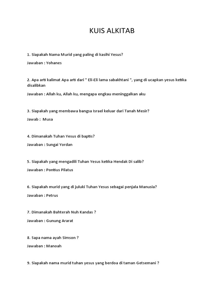 Kuis Alkitab | PDF