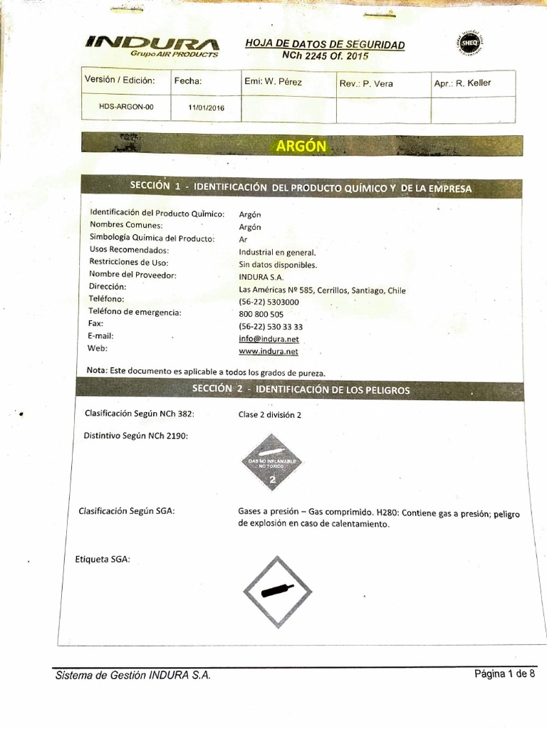 Argon Hds | PDF | Gases | Oxígeno