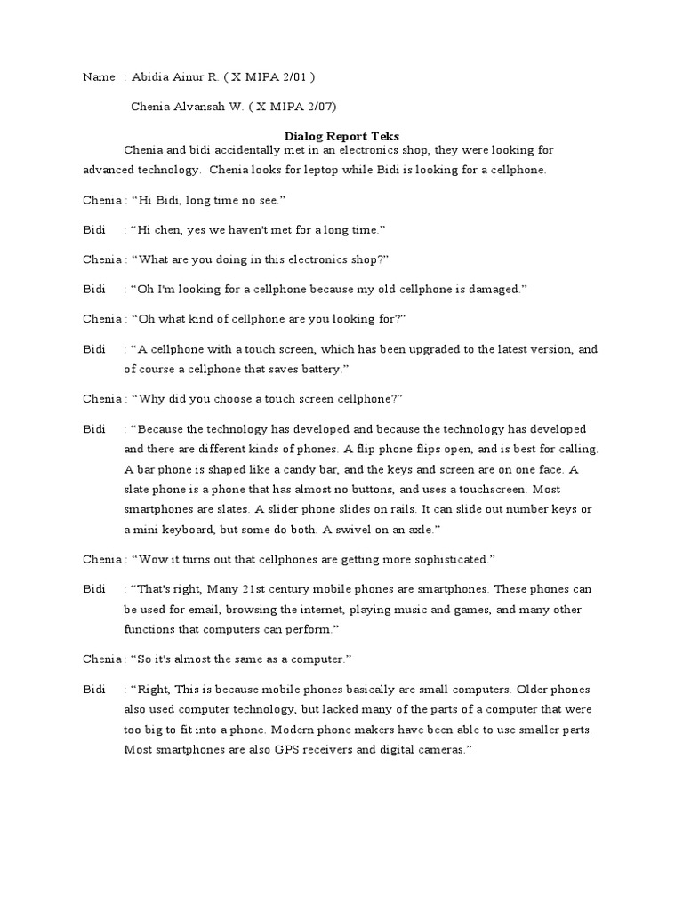 Dialog Report Teks | PDF | Laptop | Information And Communications ...