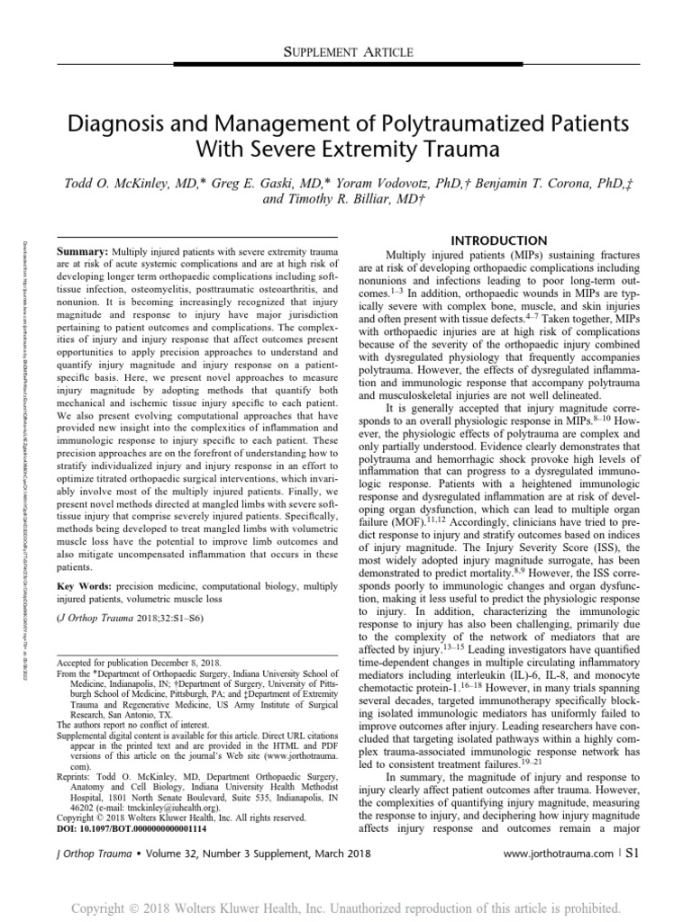Diagnosis and Management of Polytraumatized.1 | PDF | Inflammation ...