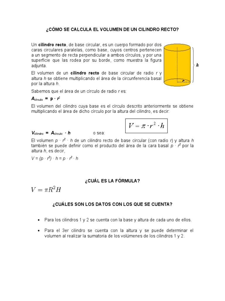 Cómo Se Calcula El Volumen de Un Cilindro Recto | PDF | Melodía | Ritmo