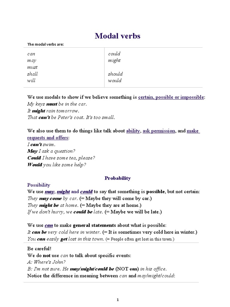 Modal Verbs | PDF | Linguistics | Grammar