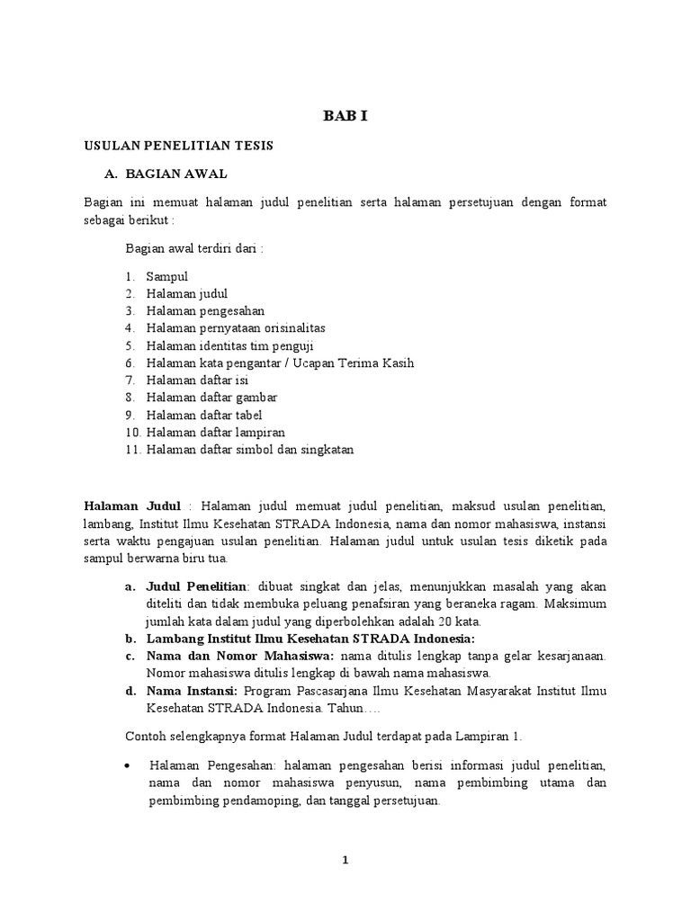 Format Usulan Tesis STRADA Indonesia | PDF | Seni | Sains & Matematika