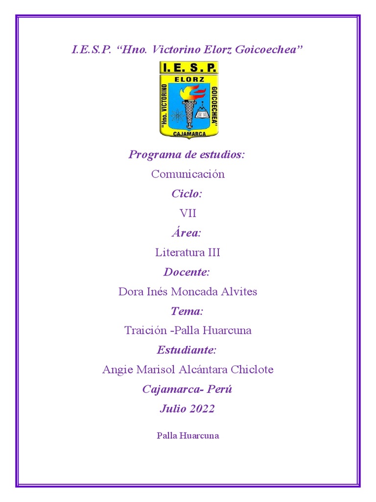 Resumen de Palla Huarcuna | PDF | Imperio Inca