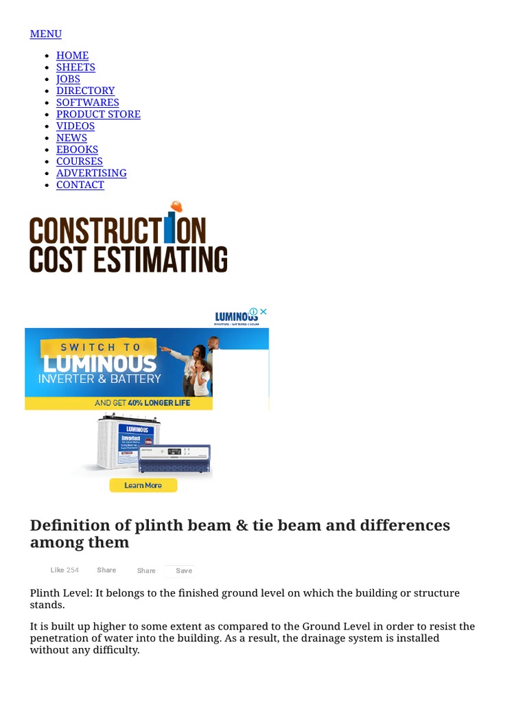 Definition And Differences Between Plinth Beams And Tie Beams Pdf