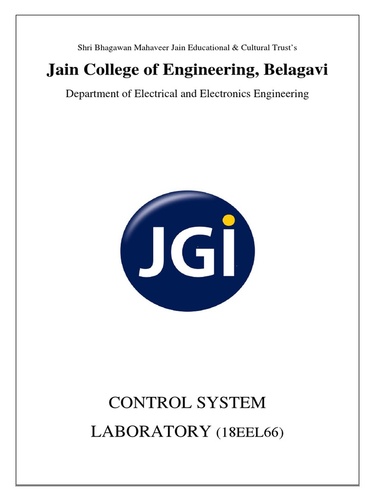 Control System Lab Manual 18EEL66 | PDF | Control Theory | Computing