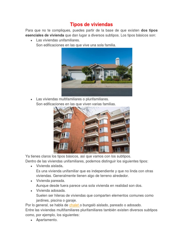 Tipos De Viviendas Pdf Vivienda Unifamiliar Aislada Edificios