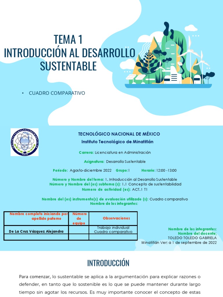 Cuadro Comparativo Concepto de Sustentabilidad | Descargar gratis PDF | Sustentabilidad | Naturaleza