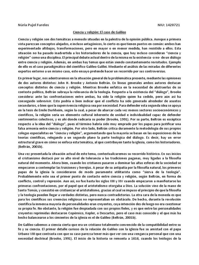 Núria Pujol Ensayo 3 M1 2 | PDF | Galileo Galilei | Teología