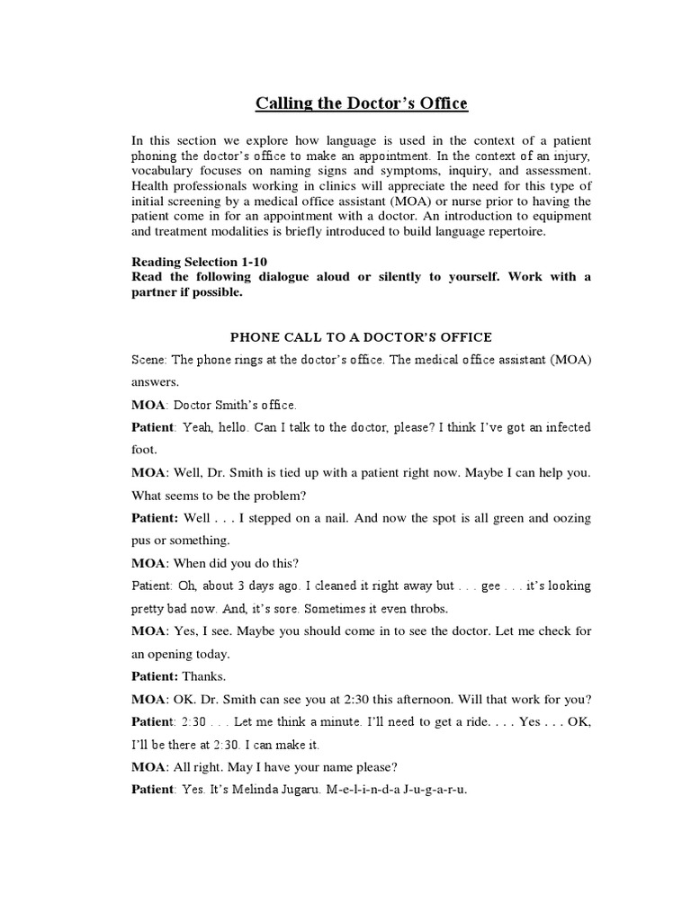 Calling The Doctor | PDF | Verb | Infection