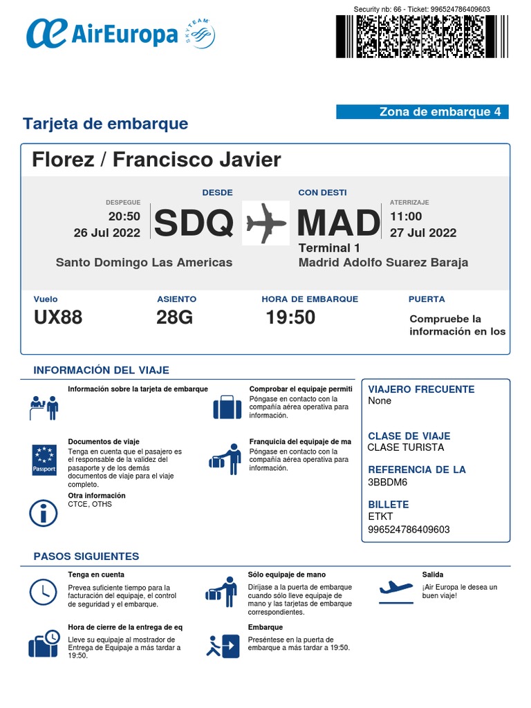 Su Tarjeta de Embarque | PDF | Seguridad de transporte | aerolíneas