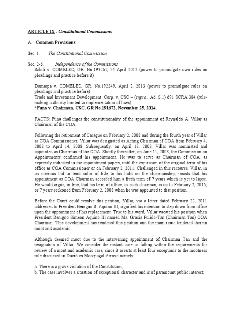 ARTICLE-IX-cases | PDF | Commission On Elections (Philippines) | Mootness
