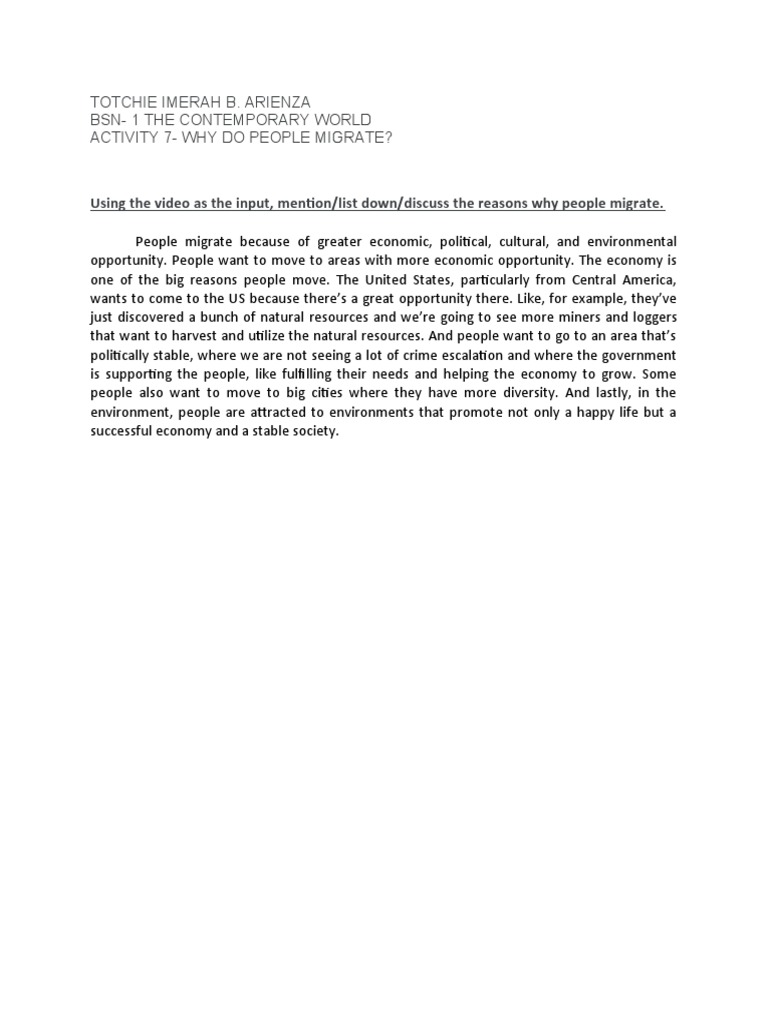 Why Do People Migrate | PDF | Social Science