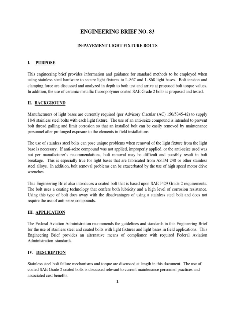 Engineering Brief 83 Signed | Descargar gratis PDF | Screw | Corrosion