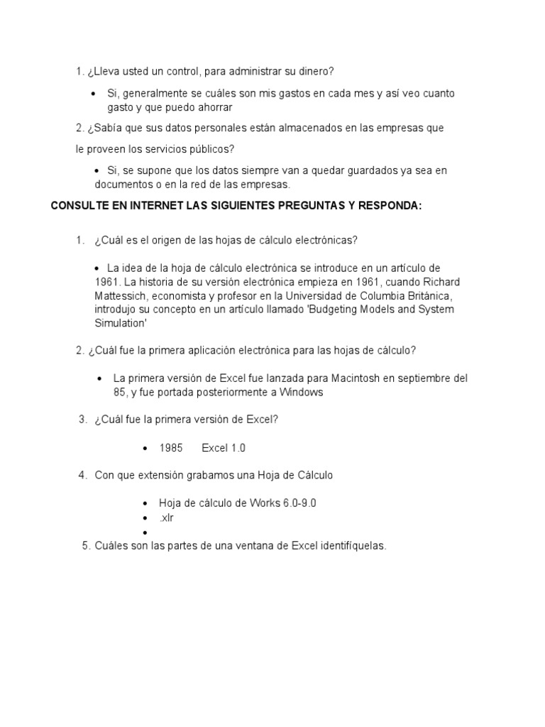 Actividad Tics | PDF | Microsoft Excel | Hoja de cálculo