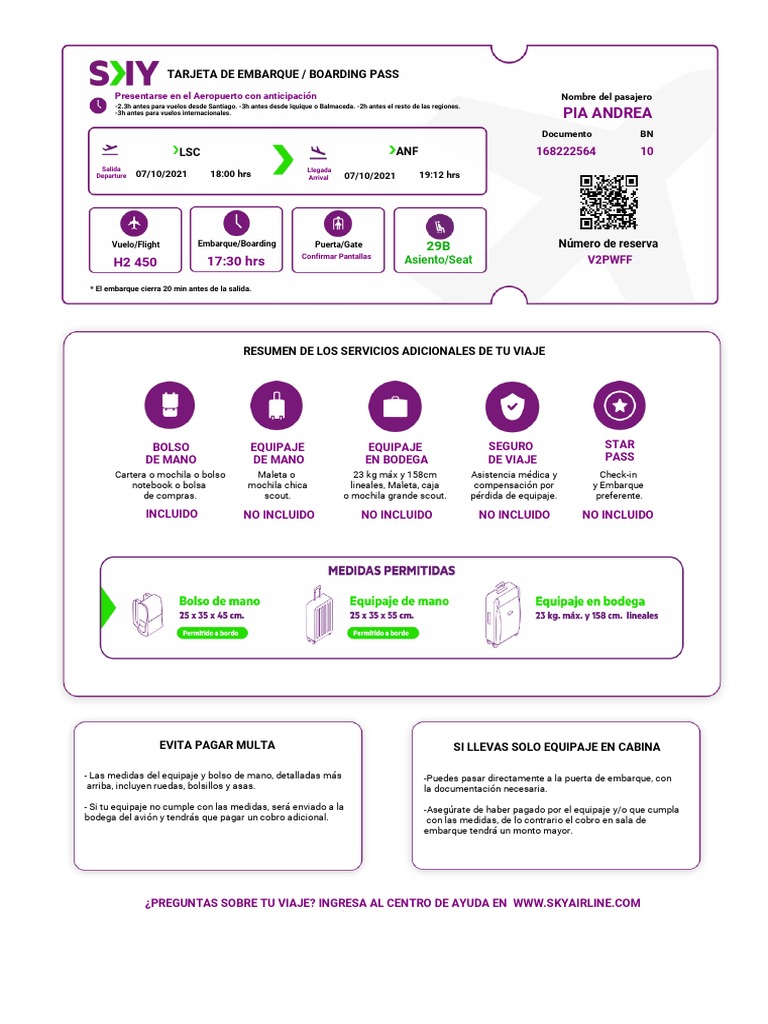 V2PWFF Sky Boardingpass | PDF | Aeronáutica | Aeronave