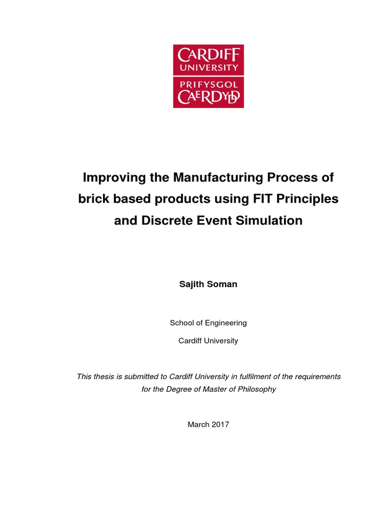 MPhil Thesis - Sajith Soman (C1458732) FINAL | PDF | Lean Manufacturing | Simulation