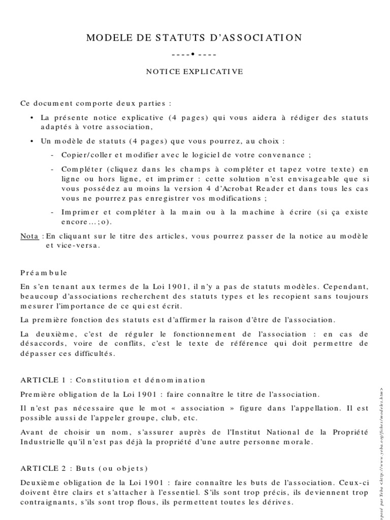 Statuts Association