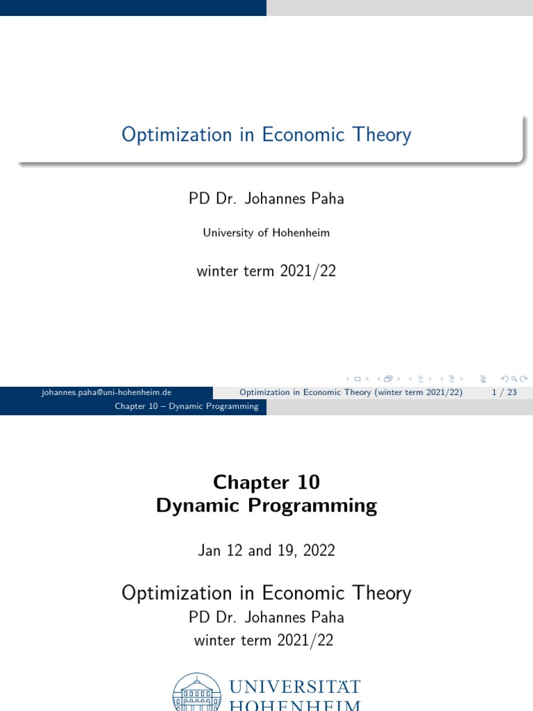 Dynamic Programming 1 | PDF | Dynamic Programming | Consumption (Economics) Dynamic Programming 1 | PDF | Dynamic Programming | Consumption (Economics)