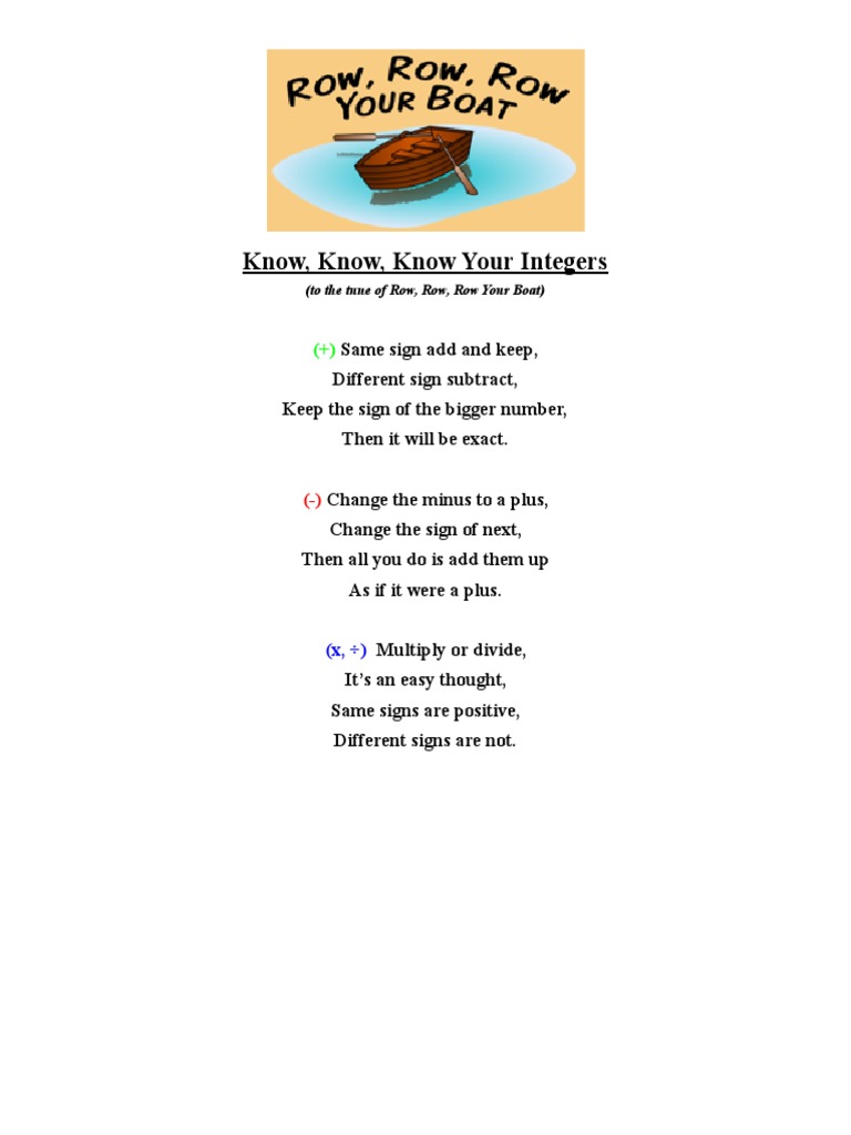 Integer Operations Song Lyrics | PDF | Foreign Language Studies