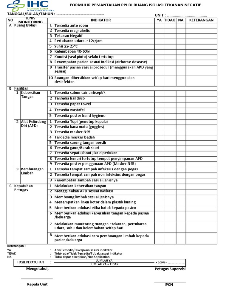 Pemantauan Ruang Isolasi Tekanan Negatif | PDF
