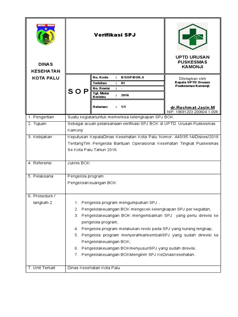 Sop Verifikasi SPJ Bok 2016 | PDF