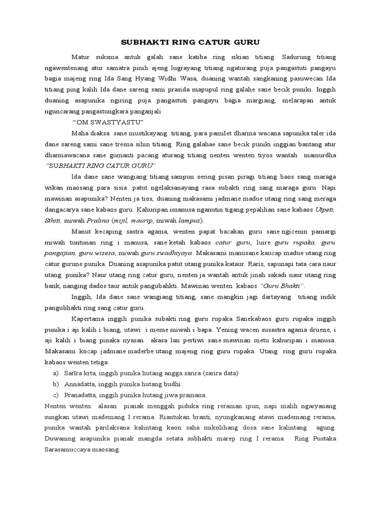Dharmawacana Catur Guru 2018 | PDF