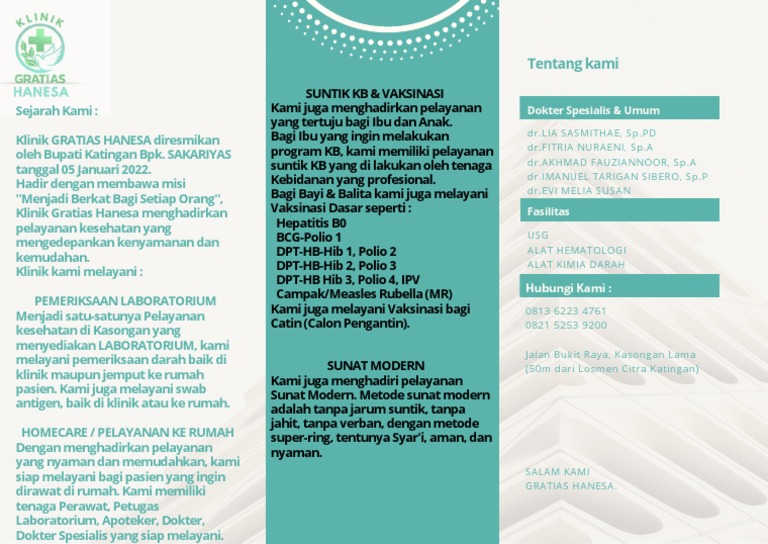 (Ukuran Asli) Brosur Lipat Tiga Klinik Rumah Sakit Medis Lingkaran Biru ...