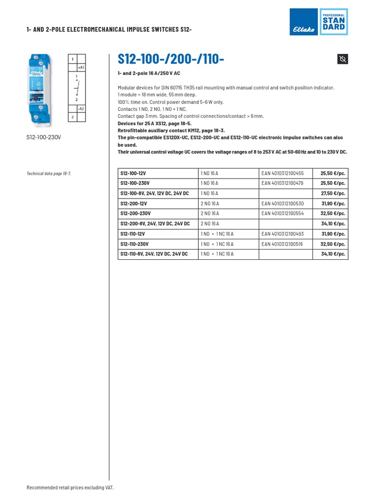 Datasheet S12-100 - 200 - 110 | PDF | Manufactured Goods | Components