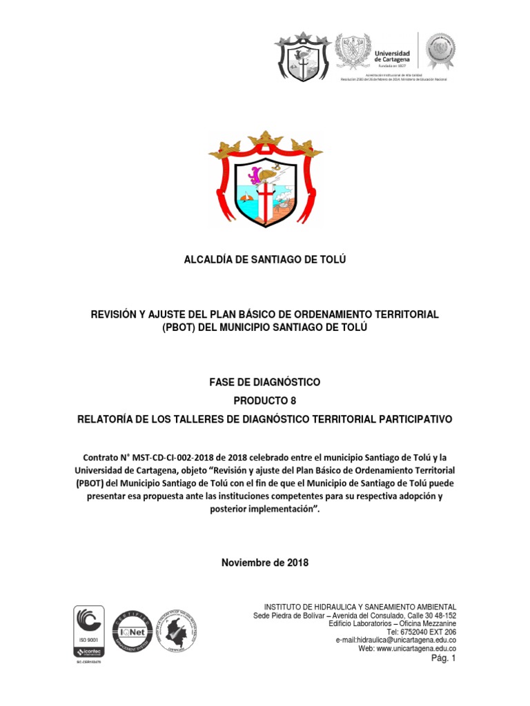 PBOT Santiago de Tolú 2018 | PDF | Alcantarillado | Santiago