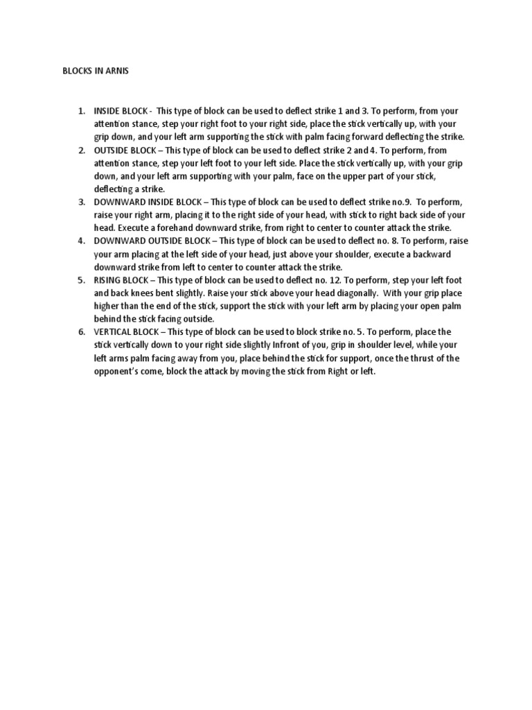 Blocks in Arnis | PDF