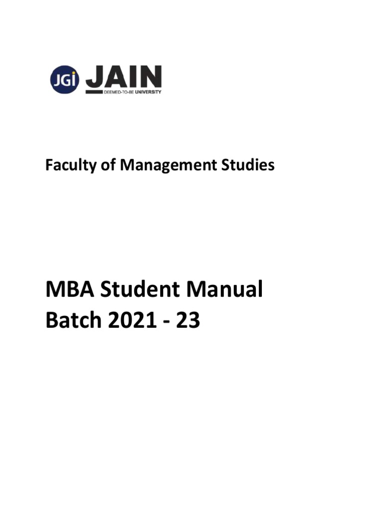 MBA Student Manual Batch 2021 23 | PDF | Master Of Business ...