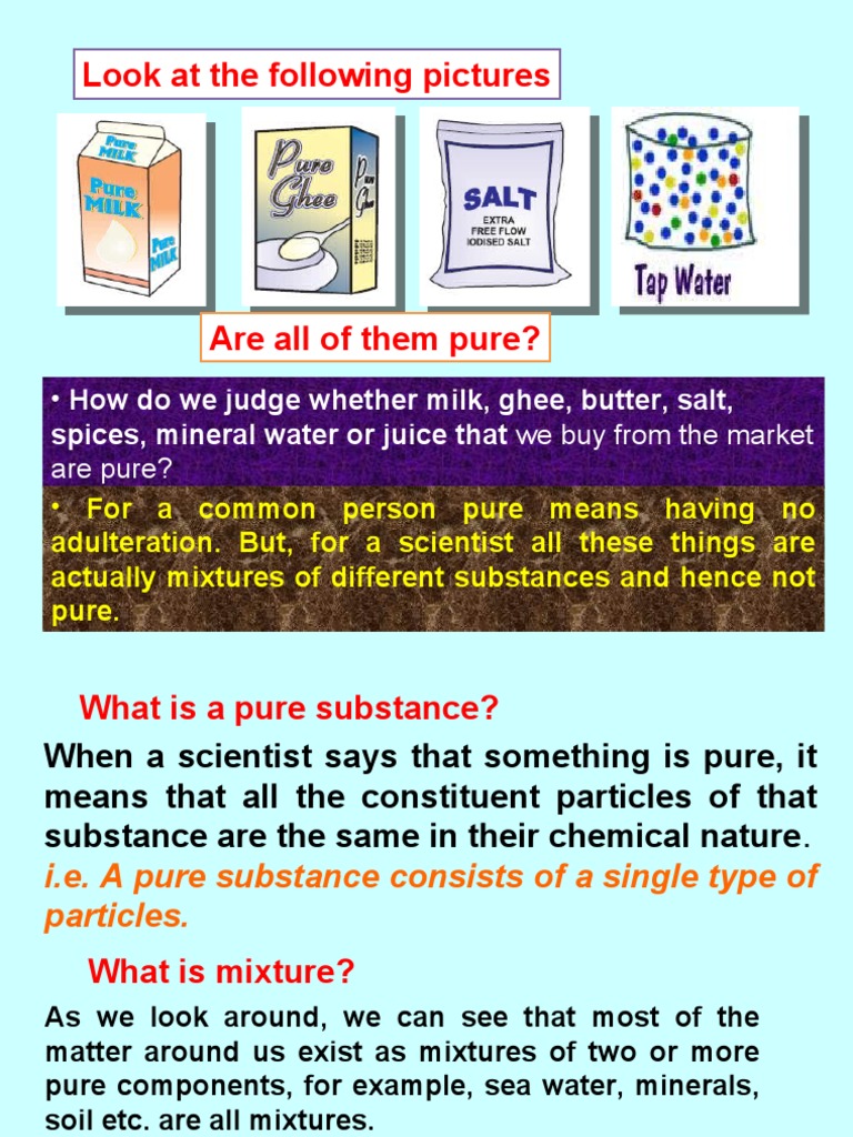 Pure Substances and Mixtures Explained | PDF | Mixture | Chemical ...