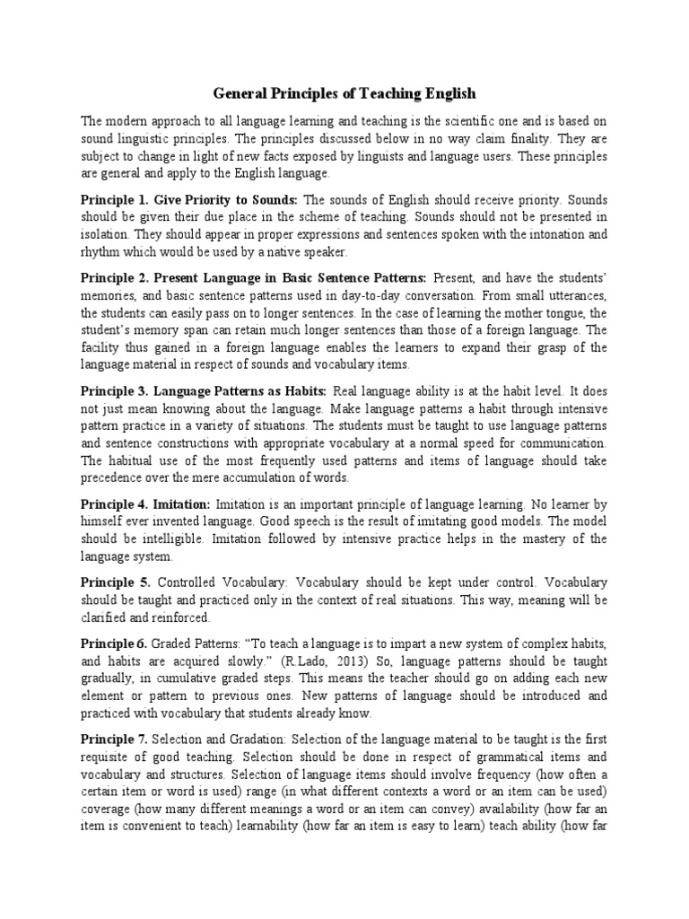 General Principles of English Teaching | PDF | English Language ...