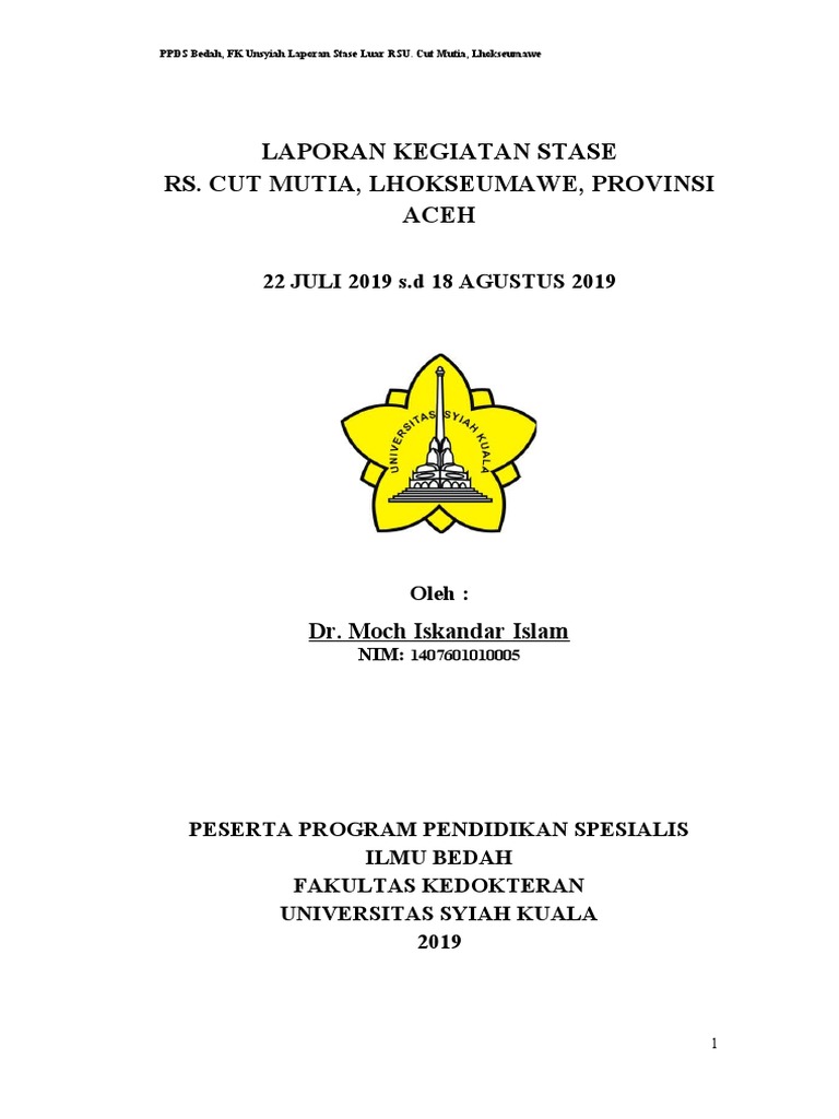 Format Laporan Stase Luar Lhok Andar | PDF