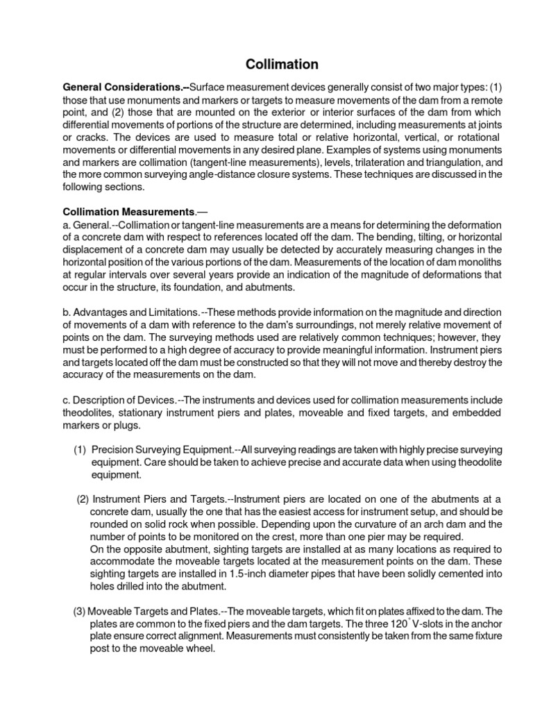 Collimation | Surveying | Dam