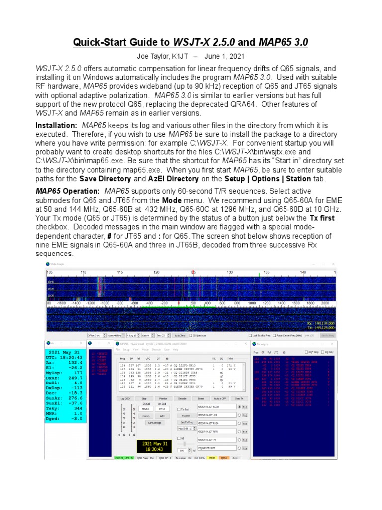 WSJT-X 2.5.0 & MAP65 3.0 Quick Guide | PDF | Computer Science | Computing