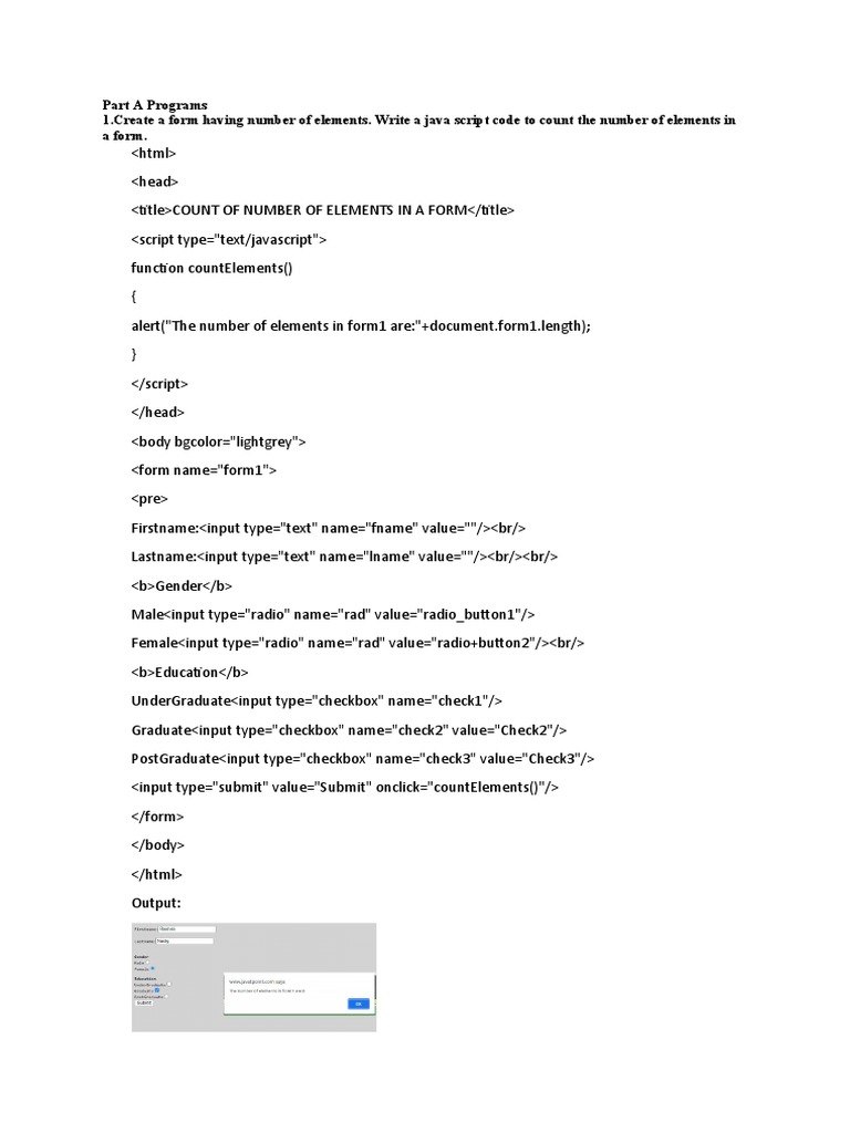 WP Lab Final Programs | PDF | Java Script | Subroutine