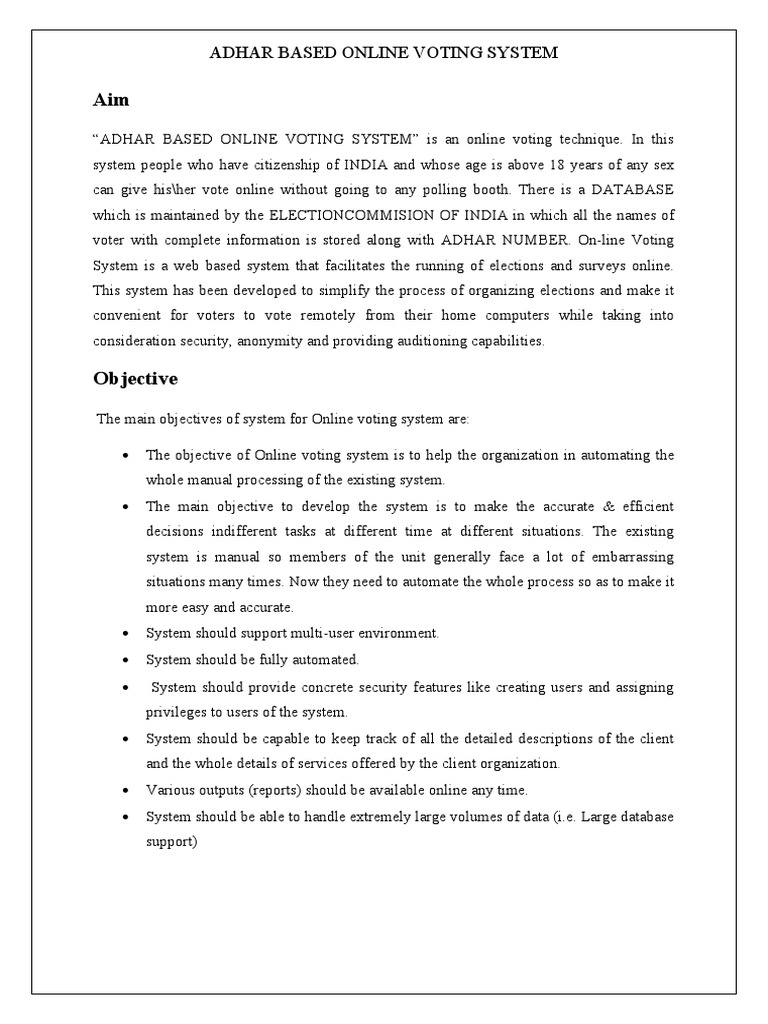 Adhar Based Online Voting System | PDF | Electronic Voting | Databases